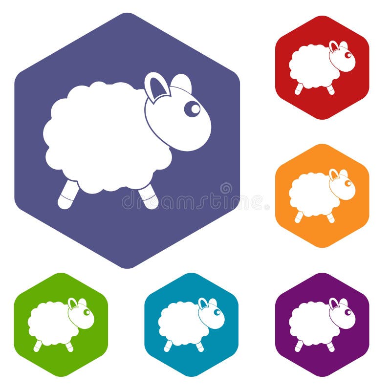 Sheep icons set hexagon stock vector. Illustration of cute - 91693107