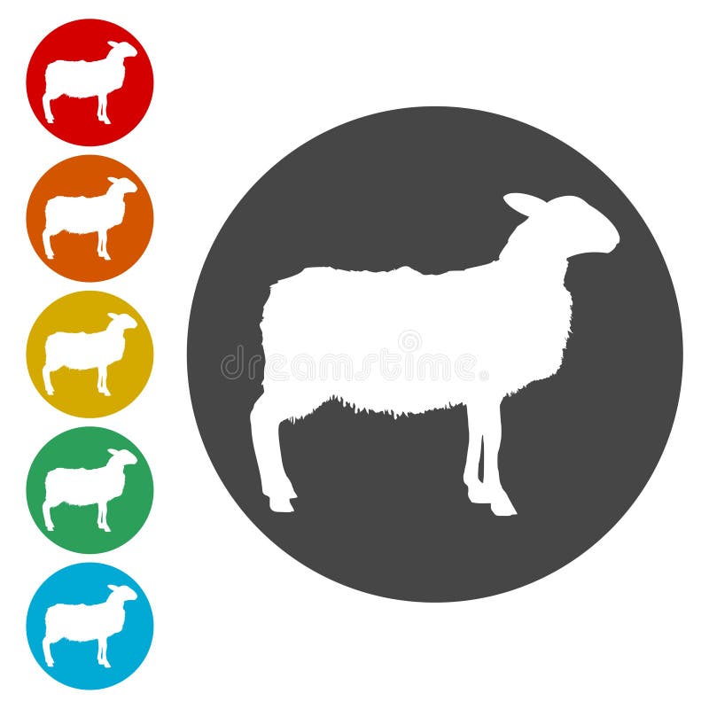 Sheep Icons Set. Farm Animal Vector Illustration Stock Vector ...