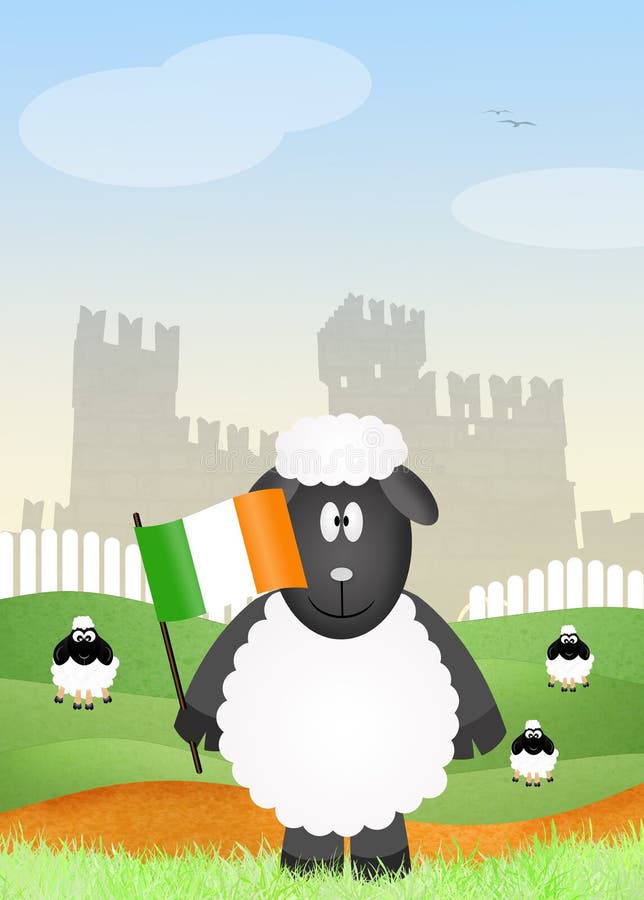 Sheep with Irish flag stock illustration. Illustration of funny - 57974234