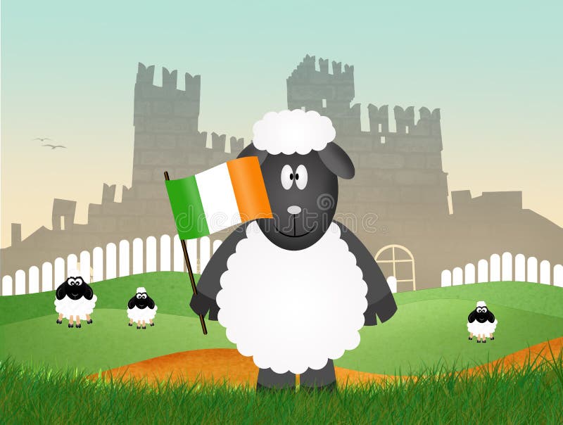Sheep with irish flag stock illustration. Illustration of ireland ...