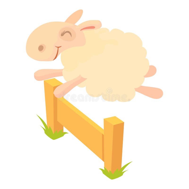 Sheep Jumping Over Barrier Icon, Cartoon Style Stock Vector ...