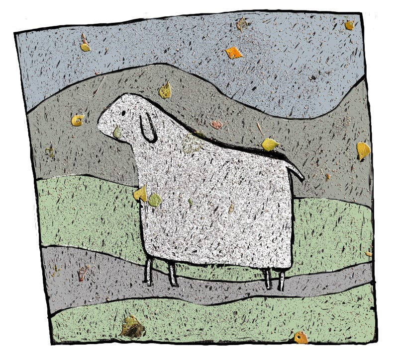 Sheep & leaves stock vector. Illustration of road - 5505158