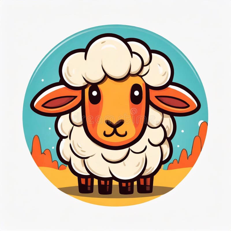 Sheep Logo, 2d Flat Illustration, Drawing Cartoon for Design. Stock ...