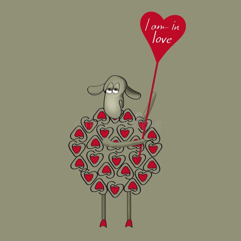 Sheep in love stock vector. Illustration of black, heart - 1353613
