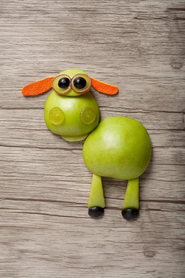 Sheep made of green apple stock photo. Image of desk - 75562104