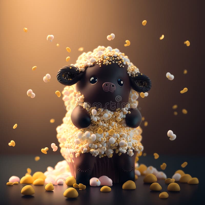 A Sheep Made Out of Popcorn is Shown in this Image. Stock Illustration ...