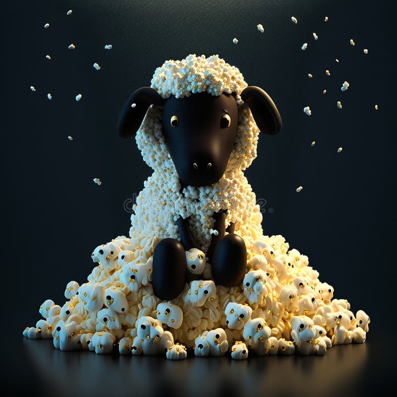 A Sheep Made Out of Popcorn is Shown in this Image. Stock Illustration ...