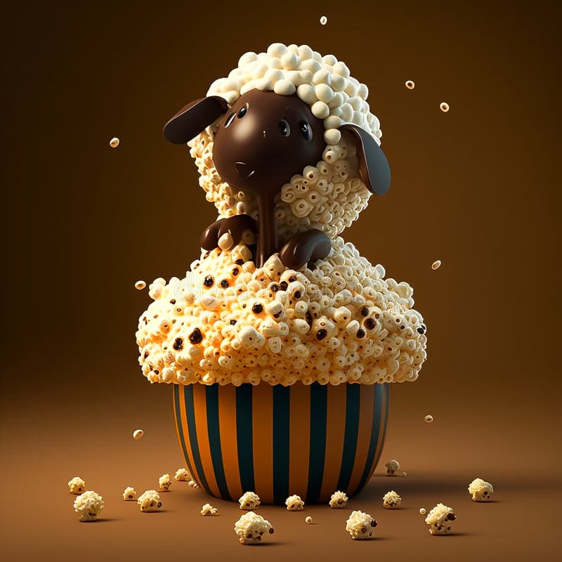 A Sheep Made Out of Popcorn is Shown in this Image. Stock Illustration ...