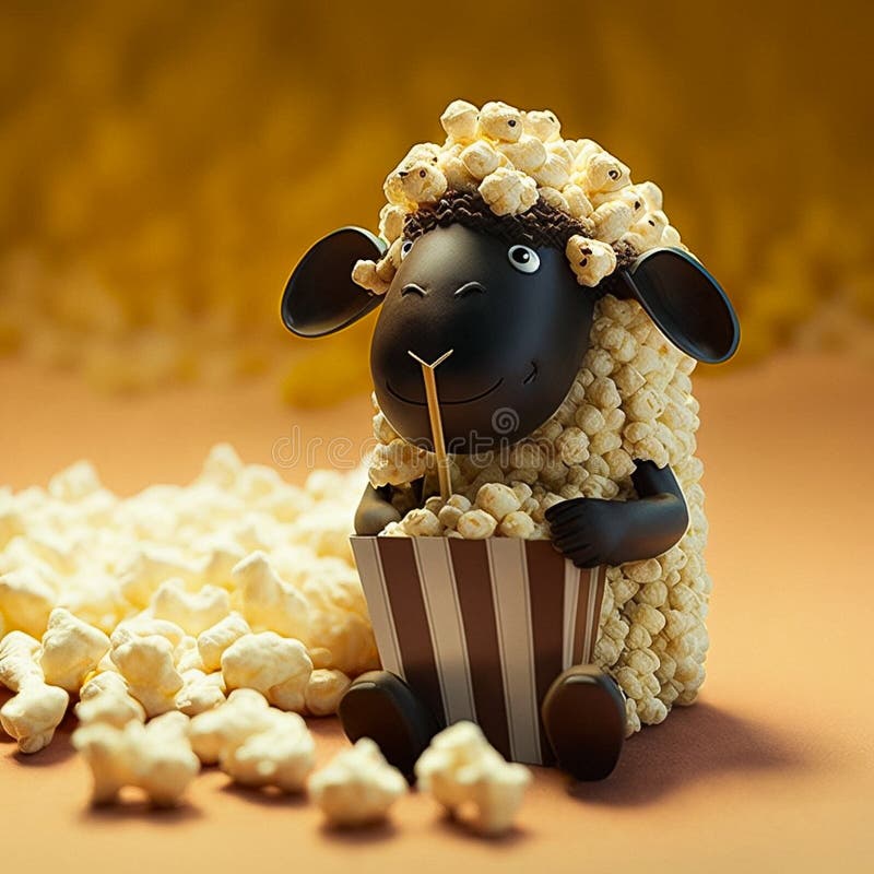 A Sheep Made Out of Popcorn is Shown in this Image. Stock Illustration ...