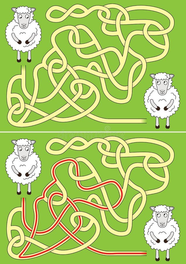 Sheep maze stock vector. Illustration of sheep, vector - 172476071