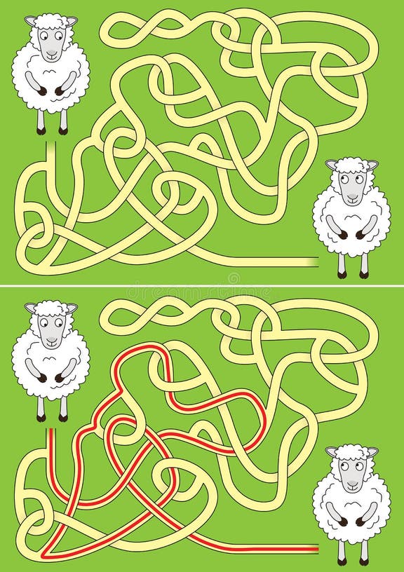 Sheep maze stock vector. Illustration of sheep, vector - 172476071