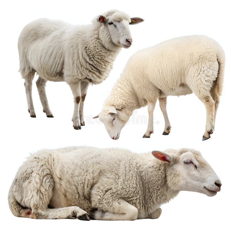 Sheep in Multiple Poses Isolated on White Background Stock Illustration ...