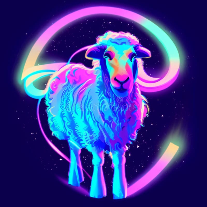 Sheep in Neon Light. Vector Illustration for Your Design Stock ...