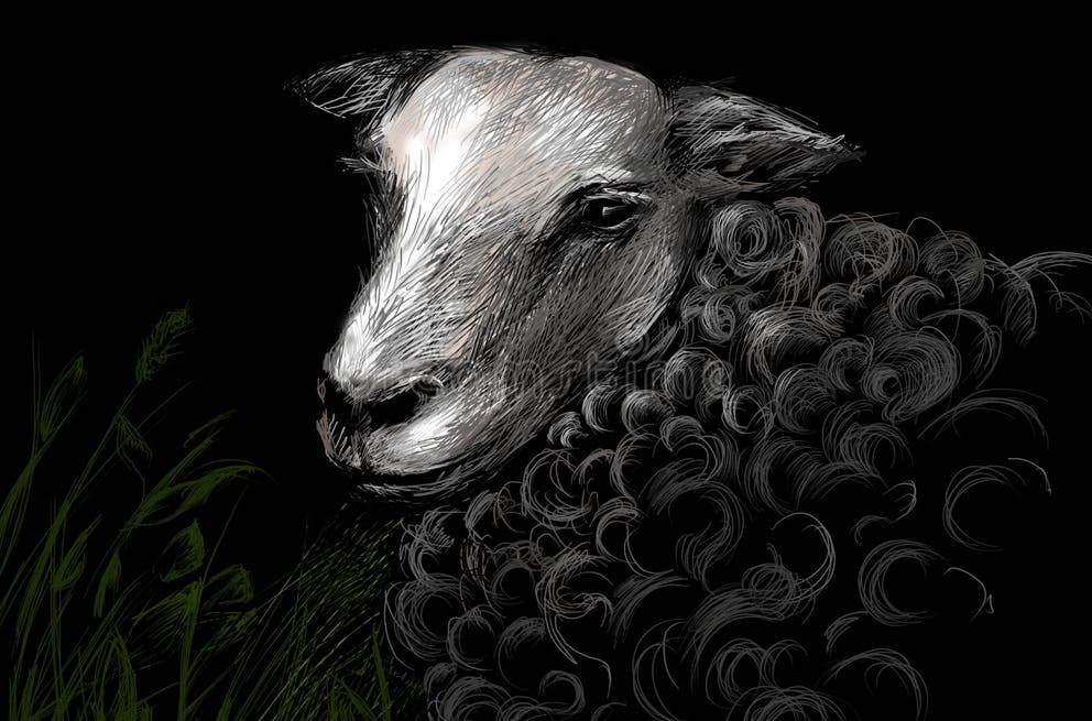 Sheep at night stock illustration. Illustration of draw - 1632690