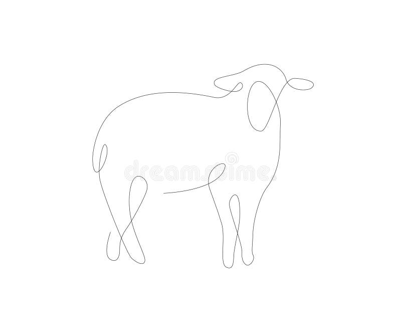 Sheep One Line Illustration. Lamb Single Line. Household Animals Line ...