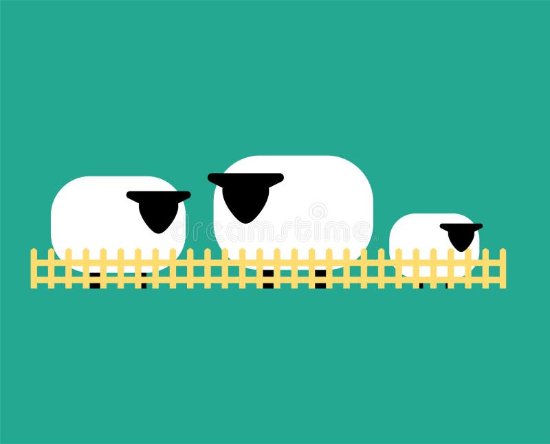 Sheep in Pen. Sheep and Fence Stock Vector - Illustration of grass ...