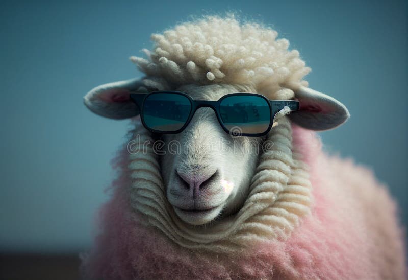 Sheep with Pink Wool Wearing Sunglasses. AI Generated Stock Illustration - Illustration of ...