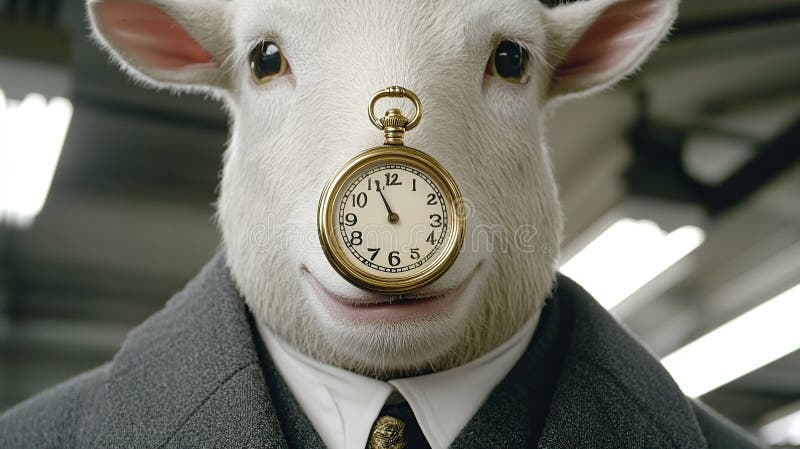 Sheep, Pocket Watch, Subway, Commute, Surreal Stock Image - Image of ...