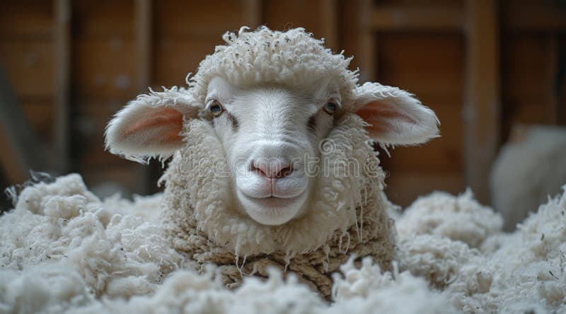 Sheep is in the Process of Being Shorn in Barn on Farm Stock Photo ...