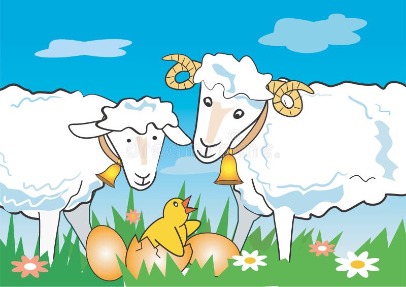 Spring sheep stock vector. Illustration of bright, animal - 53950445