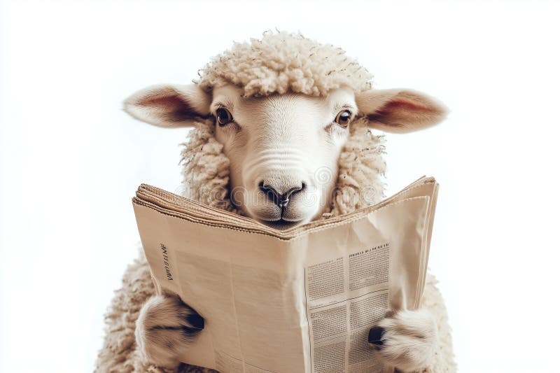 A Sheep Reading Newspaper Ai Photo Stock Illustration - Illustration of ...