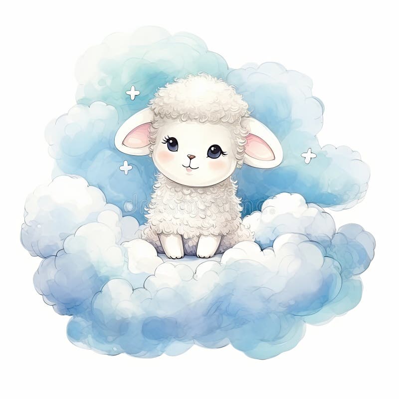 Sheep Sitting on Top of a Cloud Stock Photo - Image of levitation ...