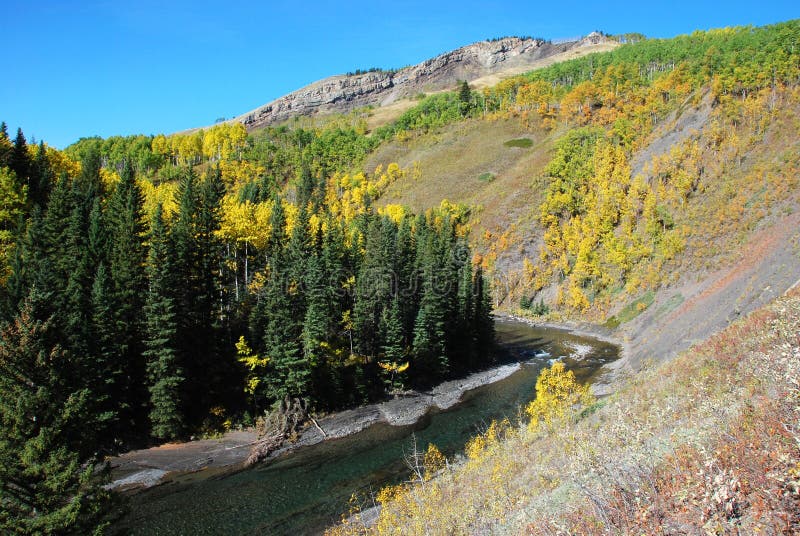 Sheep River Valley in Autumn Stock Photo - Image of forest, beautiful ...