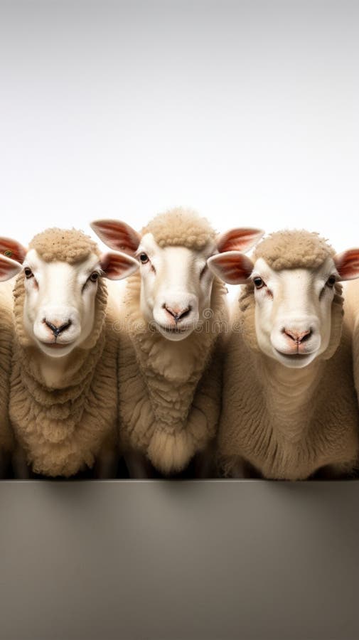 Sheep in a Row on a White Background, with Copy Space Stock ...