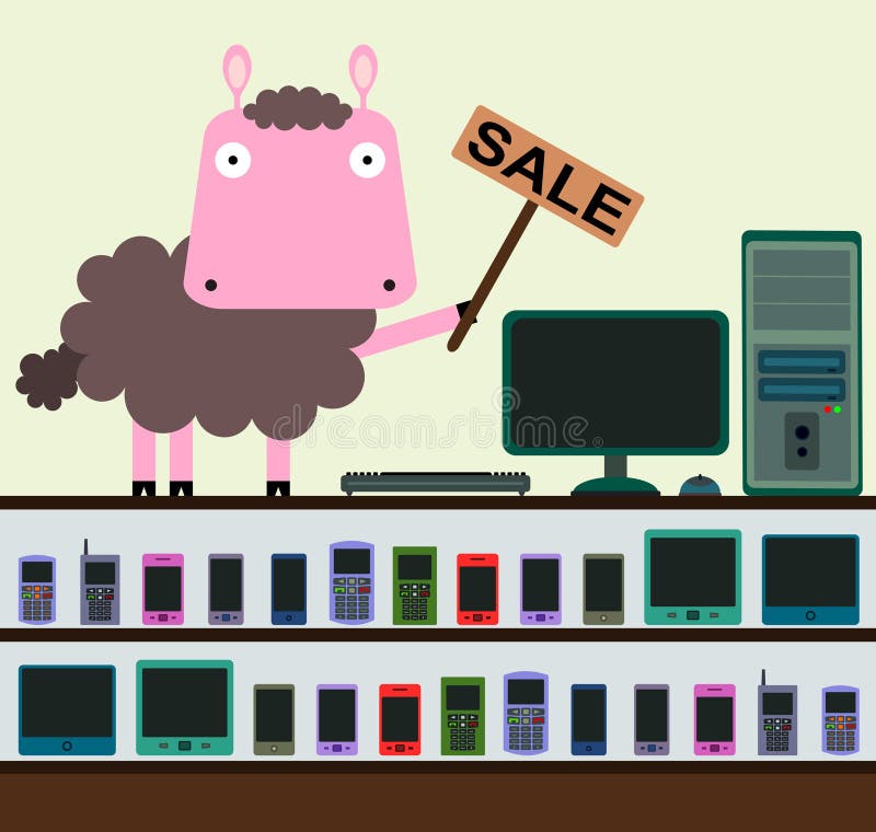 Sheep s gadgets stock illustration. Illustration of cartoon - 35441972