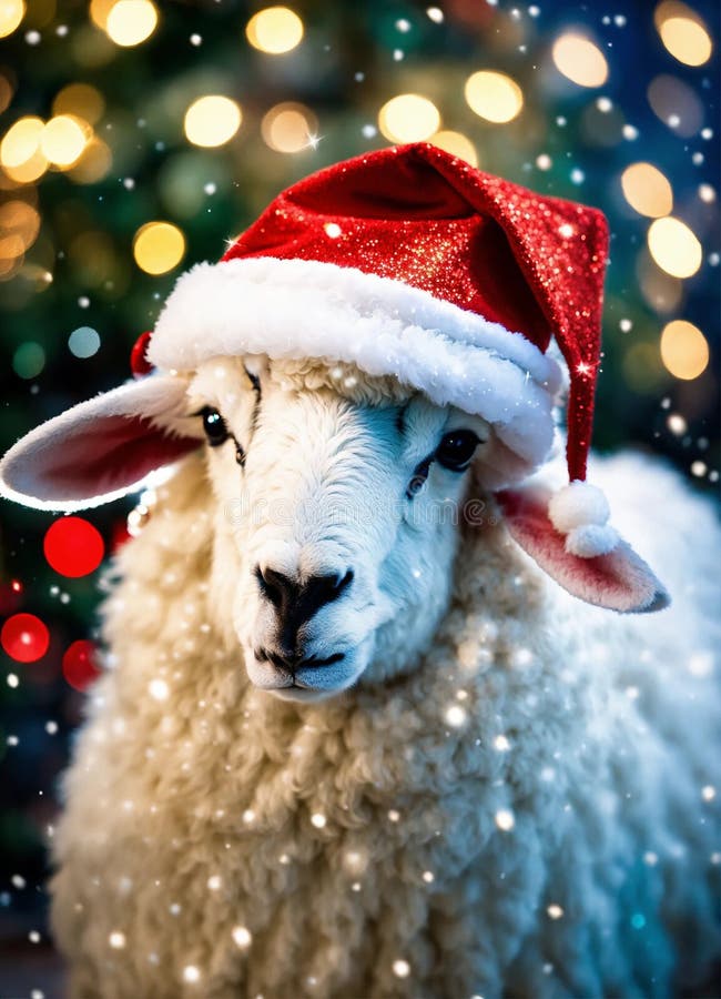 Sheep in Santa& X27;s Hat Year of the Sheep. Selective Focus Stock ...