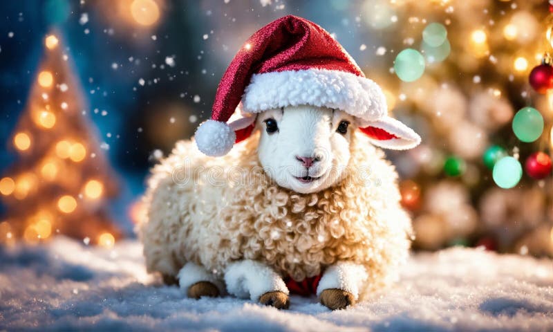 Sheep in Santa S Hat Year of the Sheep. Selective Focus Stock Image ...