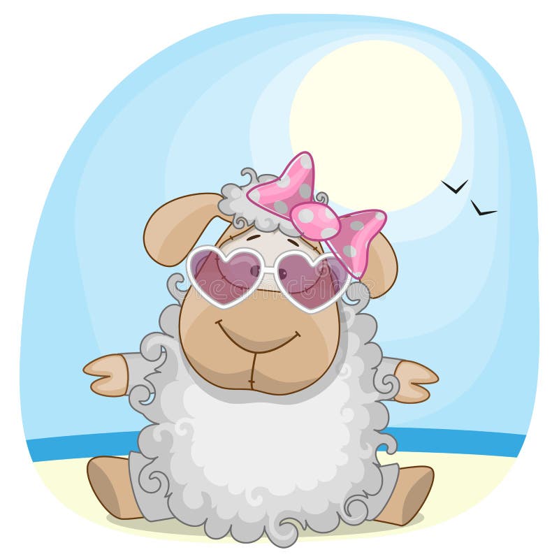 Sheep on the sea stock vector. Illustration of cute, painting - 40800678