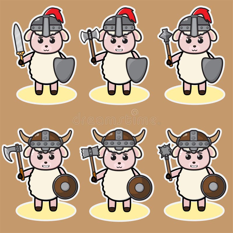 Vector Illustration of Cute Sheep Knight Cartoon. Stock Vector ...