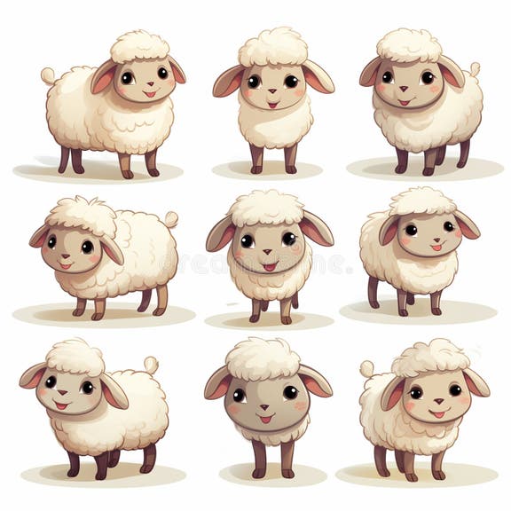 Sheep Set. Cartoon Illustration of Sheep Vector Set for Web Design ...