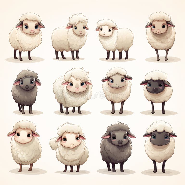 Sheep Set. Cartoon Illustration of Sheep Vector Set for Web Design ...