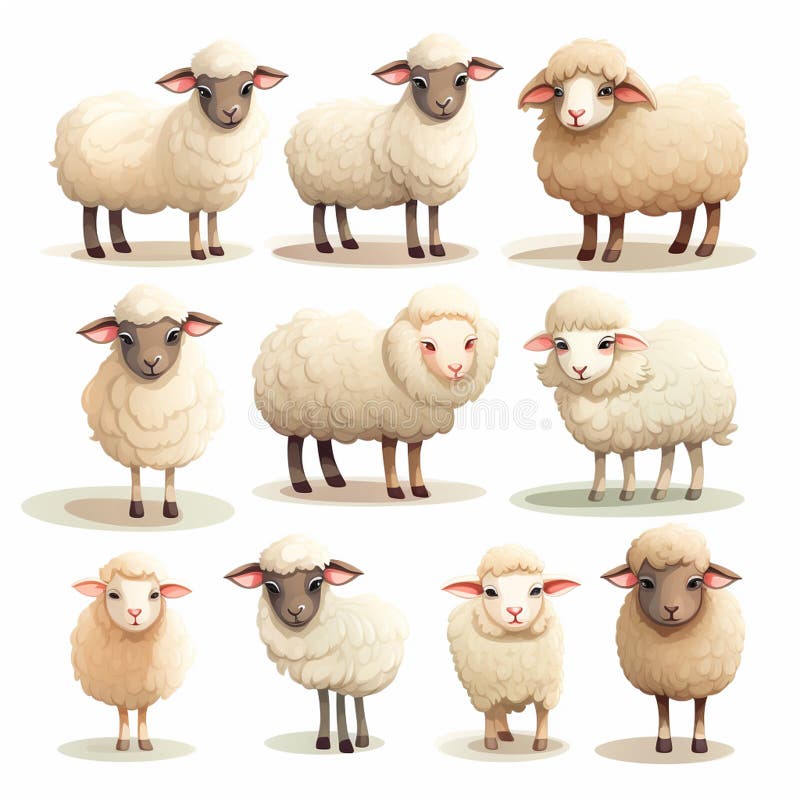 Sheep Set. Cartoon Illustration of Sheep Vector Set for Web Design ...
