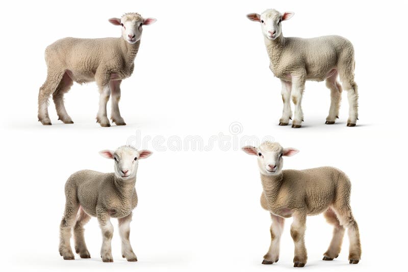 Sheep Set Isolated on White Background Stock Illustration ...