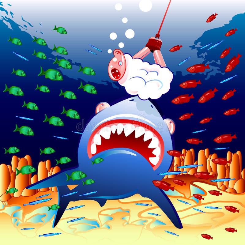 Sheep and shark stock vector. Illustration of swimming - 3975973