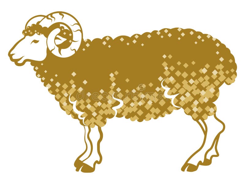 Sheep Side View-golden Color Stock Vector - Illustration of full ...