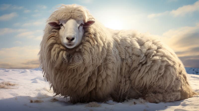 Fluffy White Sheep in Snow: a Realistic 3d Render with Cinema4d Stock ...