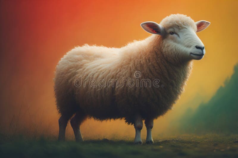 Sheep on a Solid Color Background. Photo in Old Color Image Style Stock ...