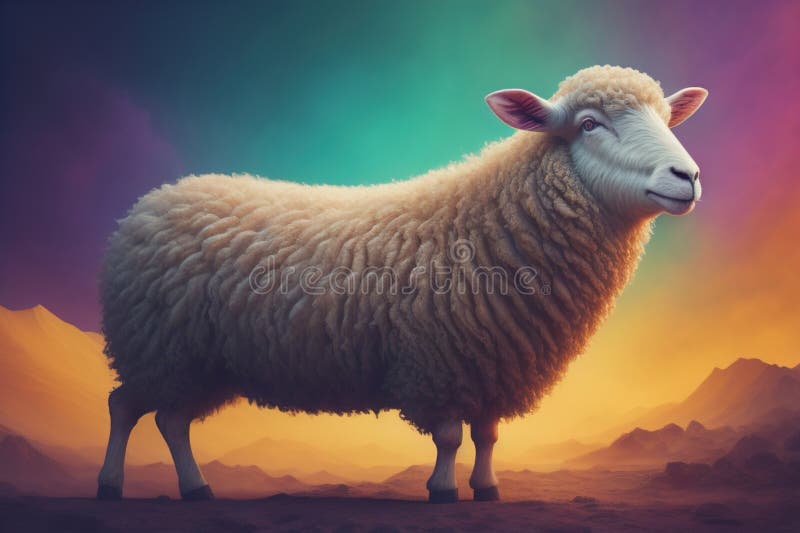 Sheep on a Solid Color Background. Photo in Old Color Image Style Stock ...
