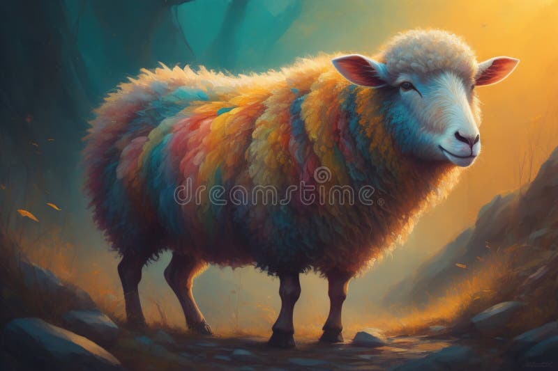 Sheep on a Solid Color Background. Photo in Old Color Image Style Stock ...