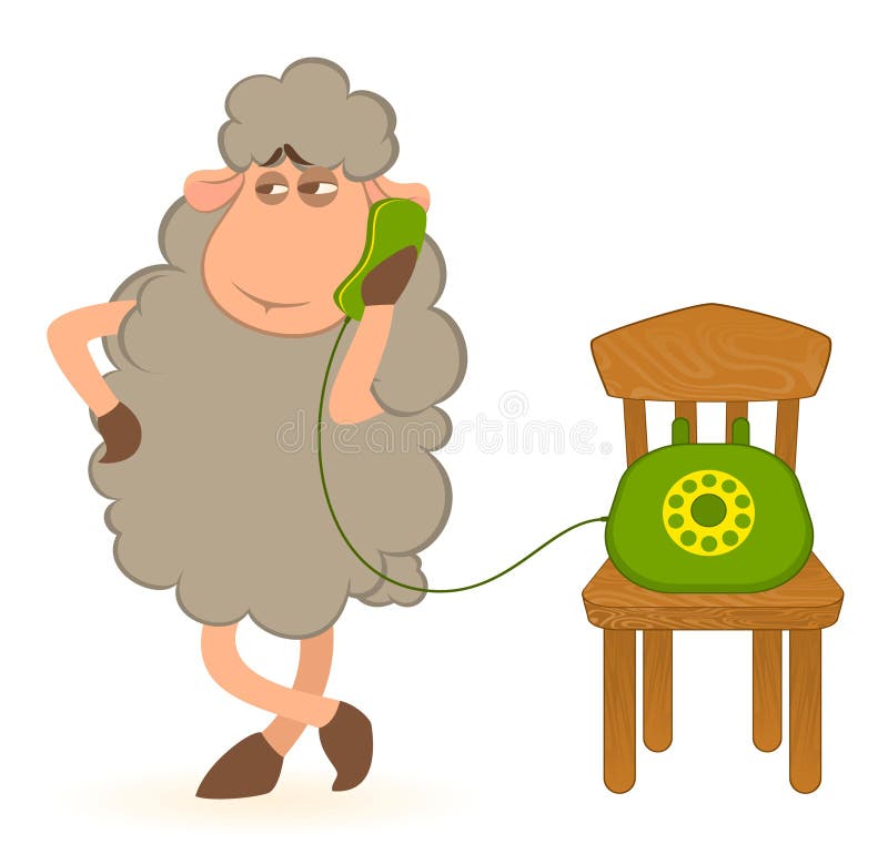 Sheep speaks by phone stock vector. Illustration of lamb - 16113498