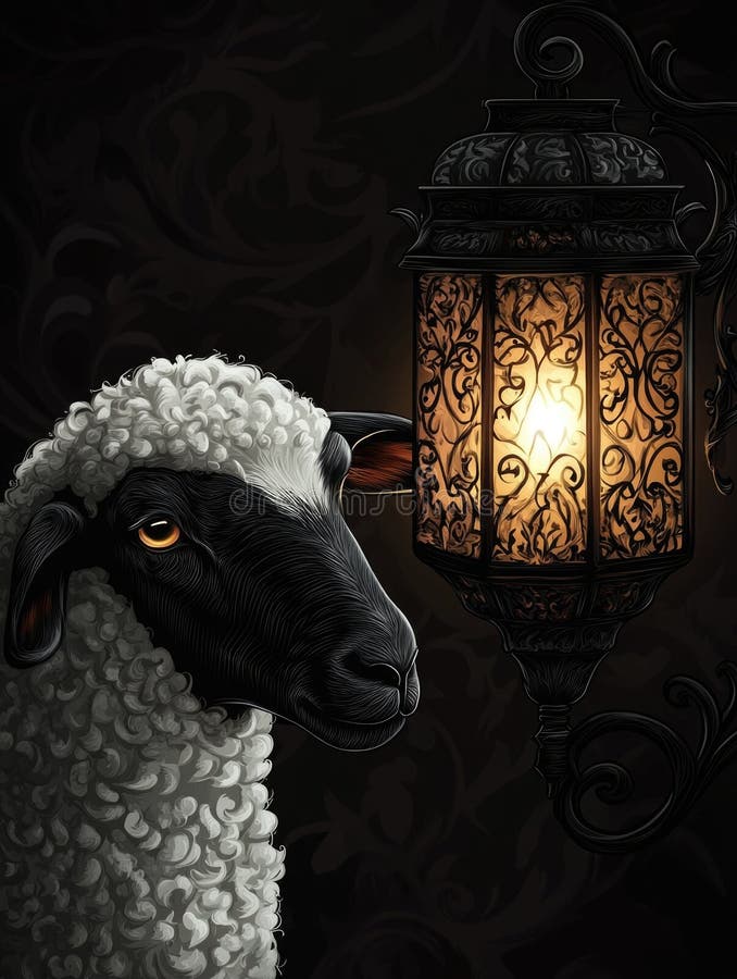 A Sheep is Standing in Front of a Lamp Stock Photo - Image of nature ...