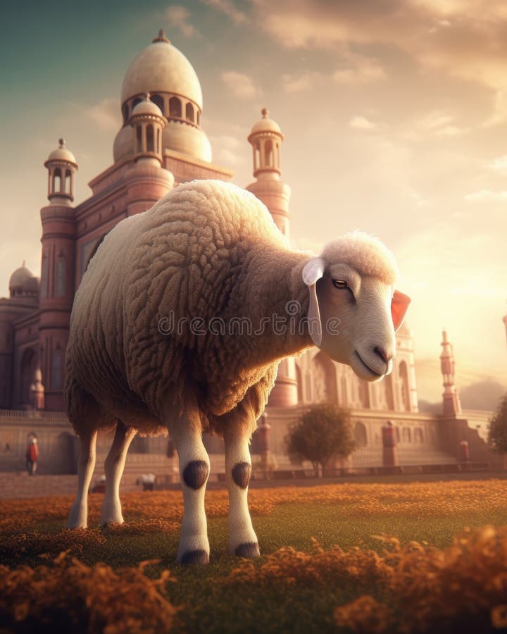 Sheep in Front of Mosque. Created by Generative Artificial Intelligence ...