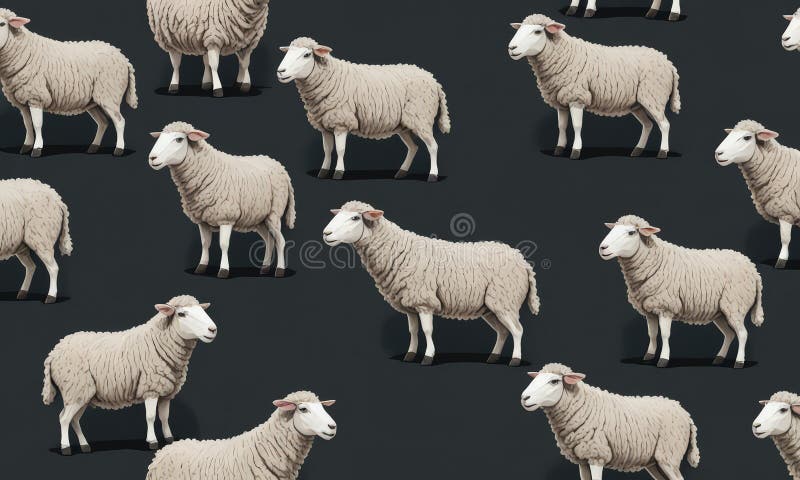 Sheep Standing in Group Different Poses Stock Illustration ...