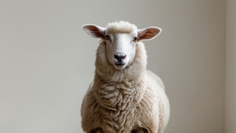 Sheep Stands Light Background Looking Curious Stock Photos - Free ...