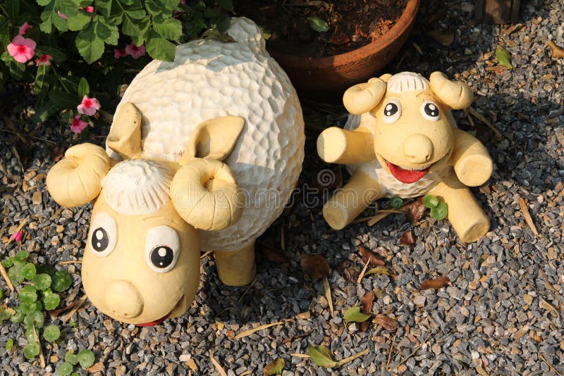 Sheep Statue on the Stone Floor Stock Image - Image of garden, stone ...