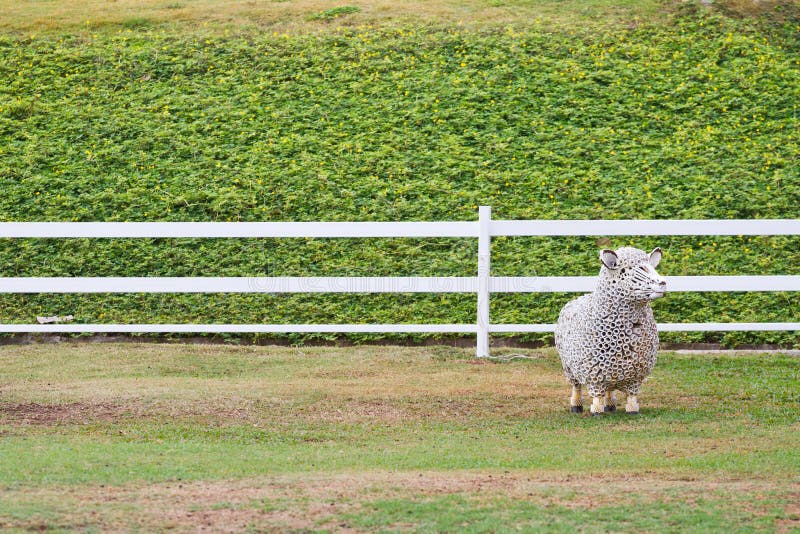 Sheep statuestanding stock photo. Image of wool, landscape - 42001738